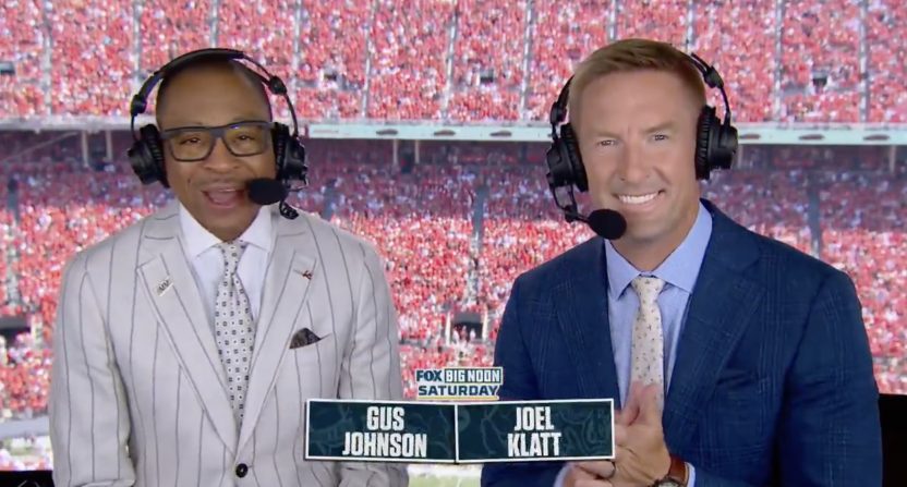 Gus Johnson was very into the Texas-Ohio State call for Fox