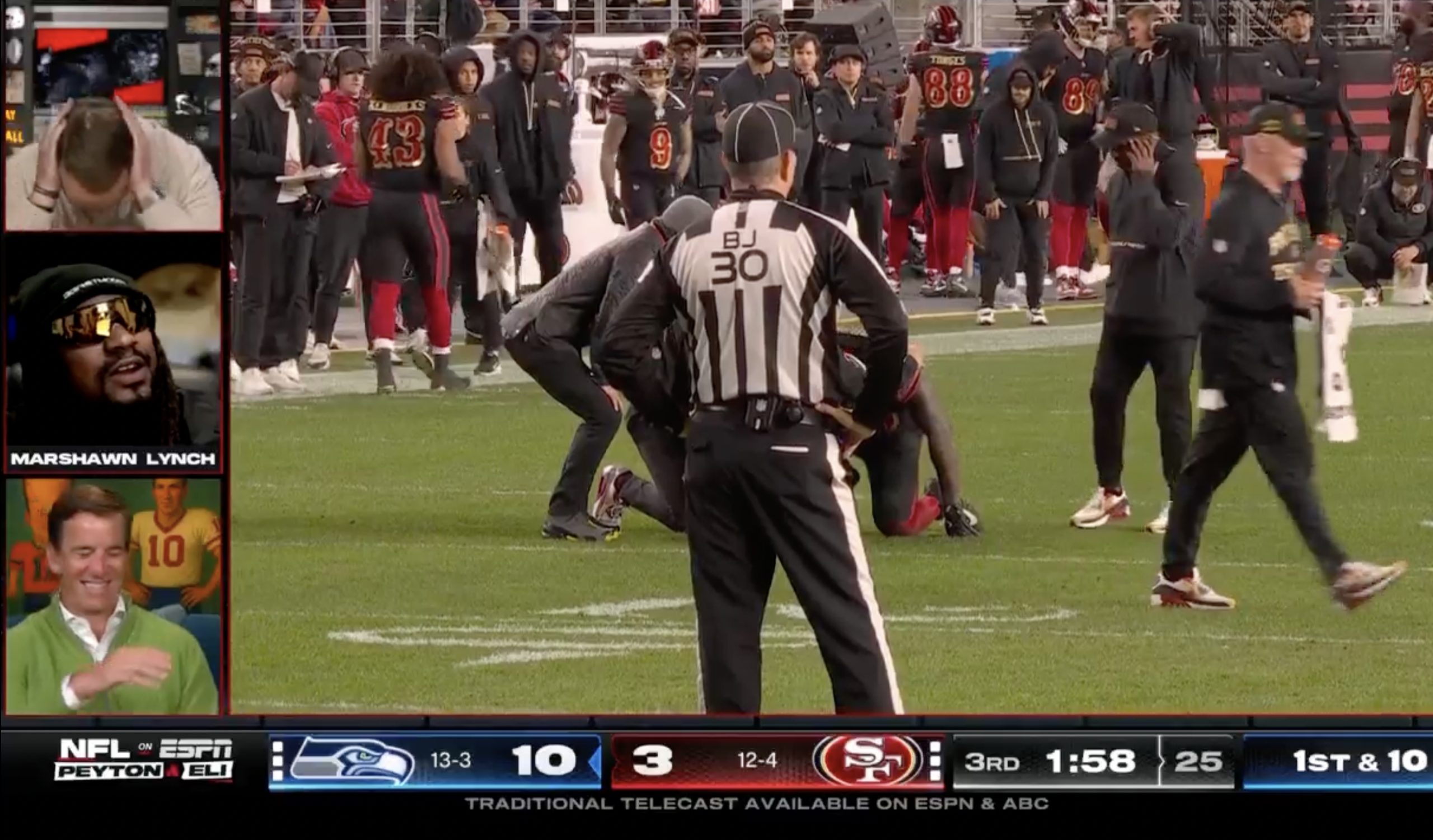 Marshawn Lynch ignores profanity warning on ManningCast